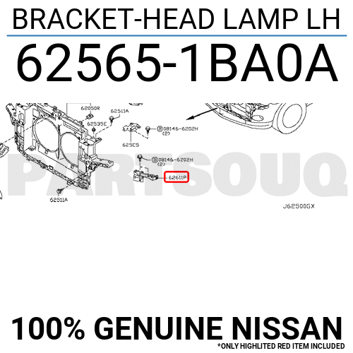 625651BA0A Genuine Nissan BRACKET-HEAD LAMP LH 62565-1BA0A | eBay