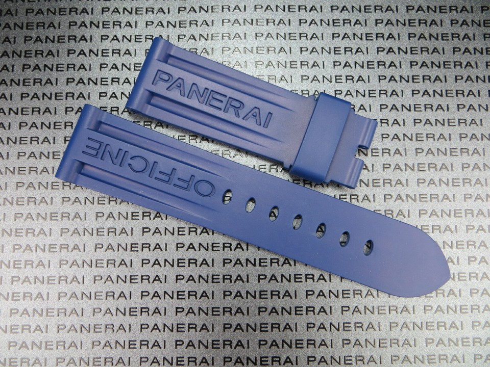 22 mm Authentic PANERAI Genuine Rubber Strap Blue Diver Watch Band Tang ...