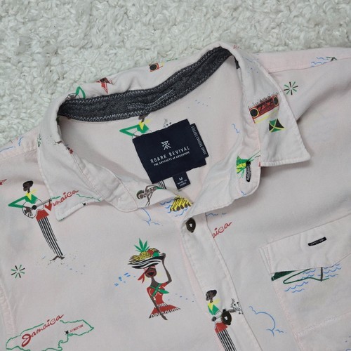 Roark Revival Shirt Mens M Pink Button Short Sleeve Jamaica Jamie ...