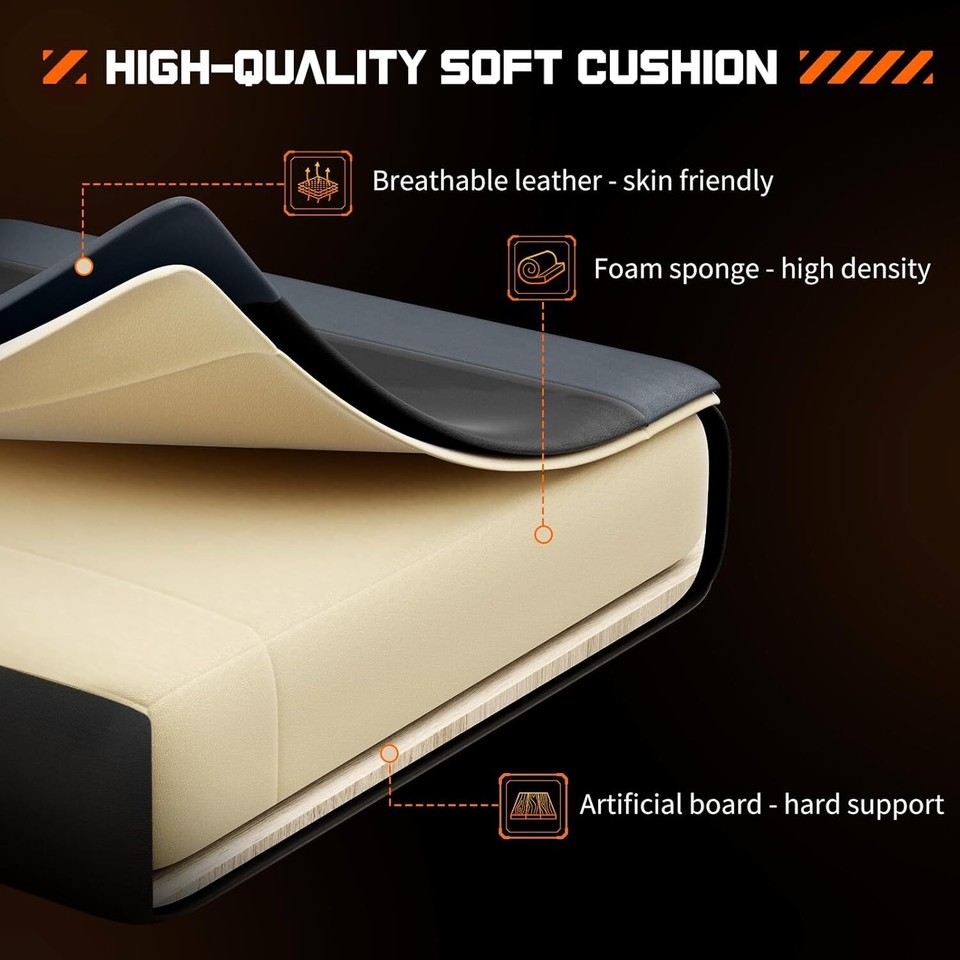 Luxury Gaming Chair PU Leather Ergonomic Reclining Chair w/ Wheels and ...