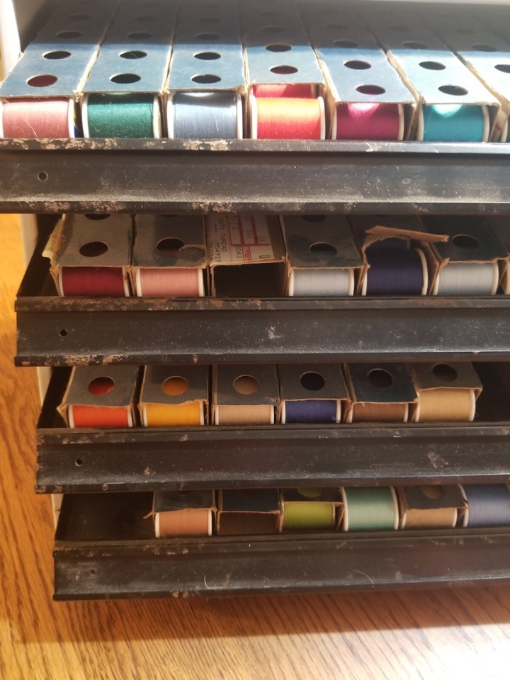 Vintage Metal Coats Spool Thread Cabinet Store Display. No Signage. 44 ...