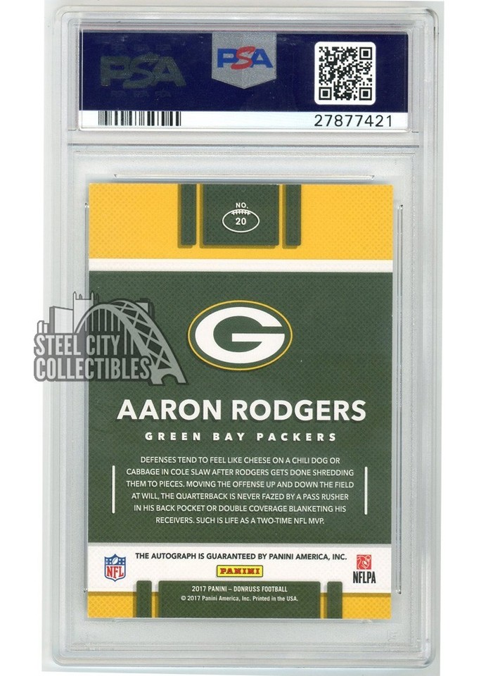 Aaron Rodgers 2017 Panini Donruss Team Heroes Auto 4/5 PSA 10 Gem Mint ...