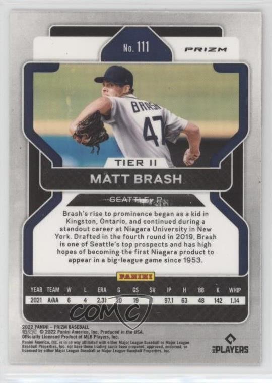 2022 Panini Prizm Tier II Red White & Blue Prizm Matt Brash #111 Rookie ...
