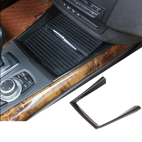 Carbon Fiber ABS Conosle Cup Holder Frame Trim Cover For BMW X5 E70 ...