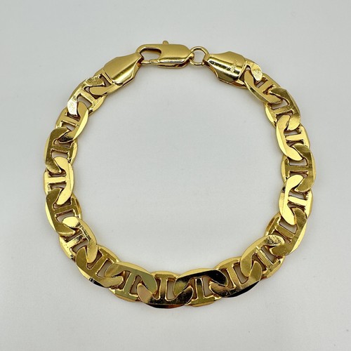 14K Gold Plated Anchor Mariner Link Unisex Classic Shiny Chain 7 ...