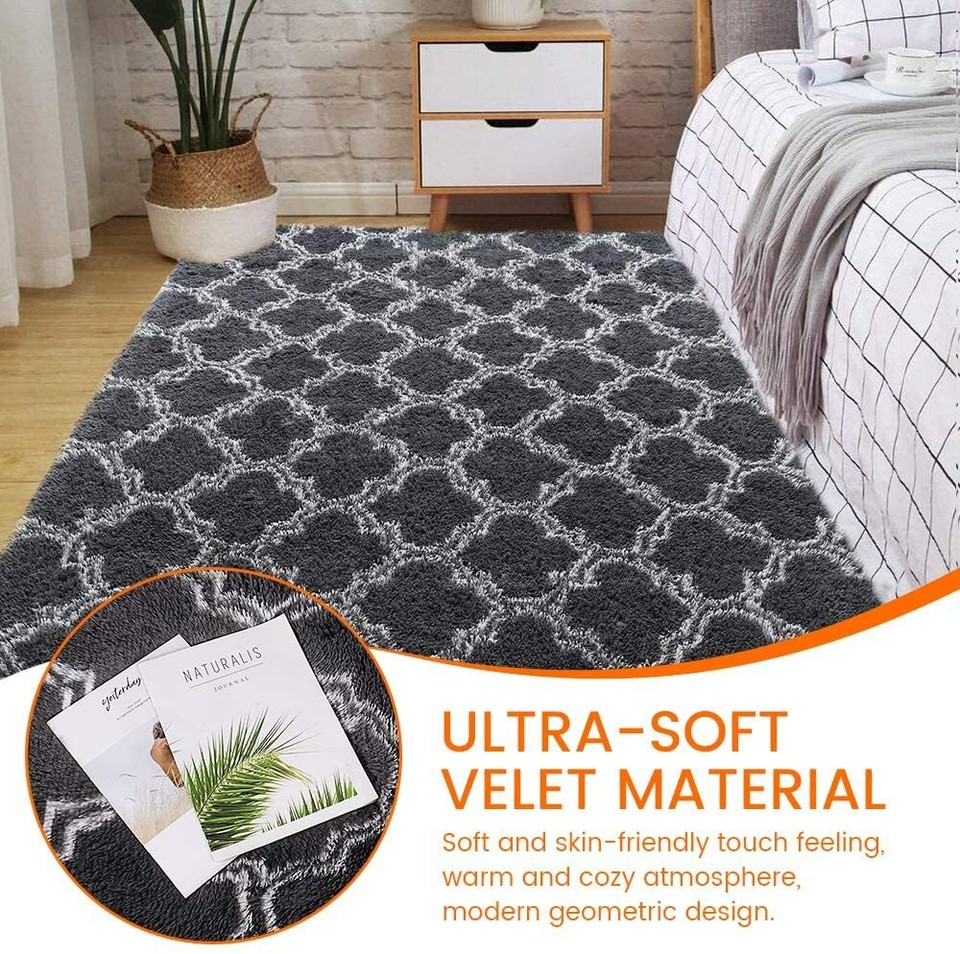 Luxury Fluffy Rug Ultra Soft Shag Carpet For Bedroom Living Room Big ...