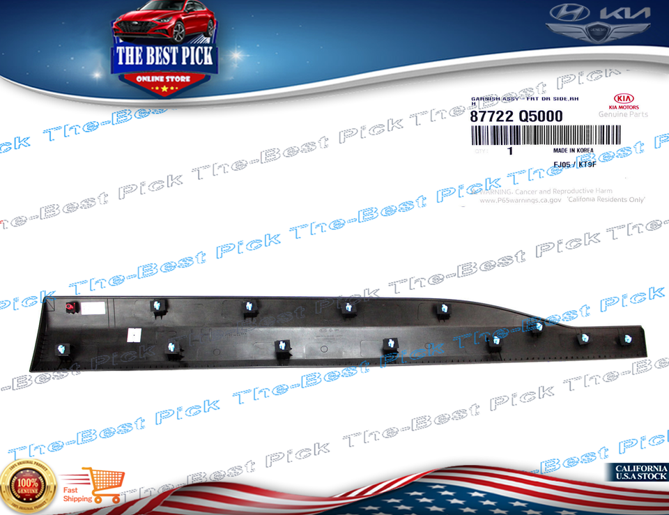 ⭐GENUINE⭐ FRONT Door Molding Right Passenger 87722Q5000 fit Kia Seltos ...