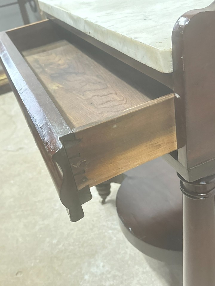 Antique NY Empire classical mixing table 1830 marble top stand mahogany ...