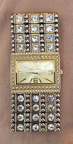 Sofia Vergara Watch gold Tone Stainless Steel Rhinestones Cuff Style | eBay