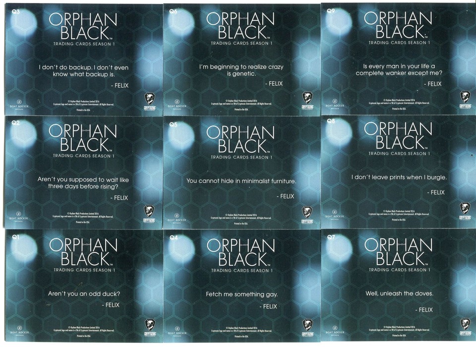 2016 Orphan Black Quotes Chase Card Set Q1-Q9 | eBay