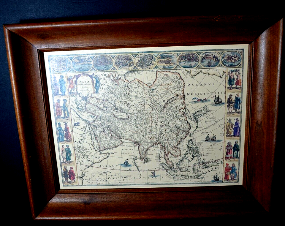 Pair of Vintage Wood Framed Old World Maps rare unique | eBay