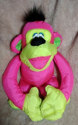 Vintage Fisher Price Chattering Chimp Plush Monkey Neon Pink Puffalump ...