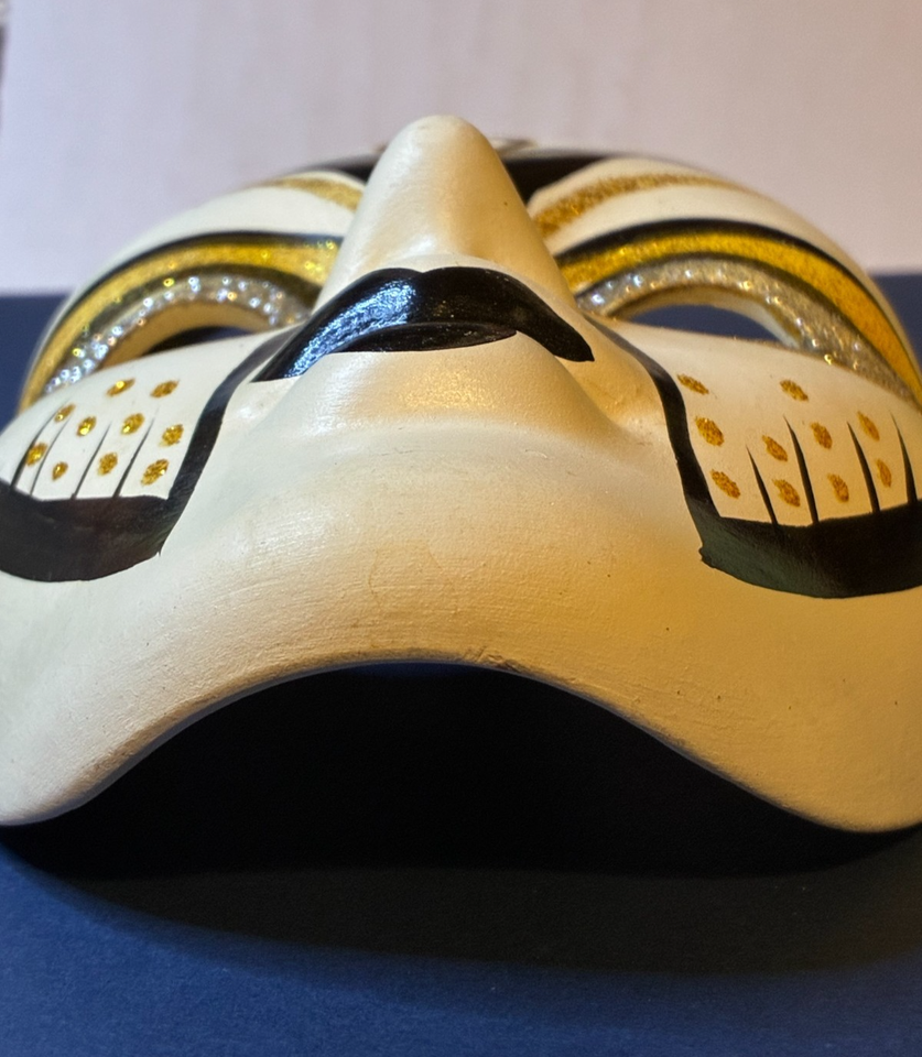 Hand-Painted Ceramic Masquerade Mask Black & Gold Glitter Butterfly ...