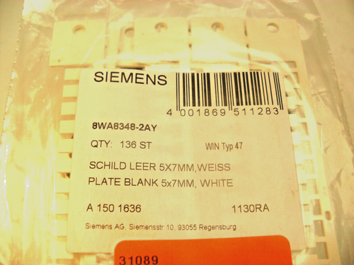 QTY 136 - Siemens 8WA8348-2AY Label Plates 5x7mm White Factory Sealed ...