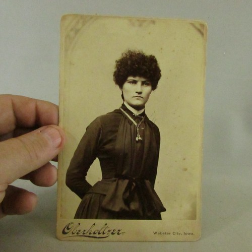 Cabinet Card Photo Photograph Lady Woman Webster City IOWA Thick Hair ...