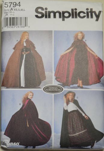 Simplicity 5794 Misses Capes Pattern Medieval Renaissance Size 6 - 20 ...