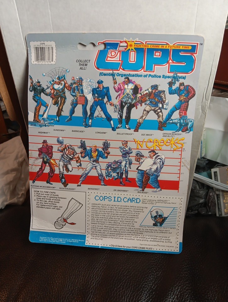 Vintage Hasbro 1988 Cops N Crooks C.O.P.S. HIGHWAY PATROLMAN 6" Action ...