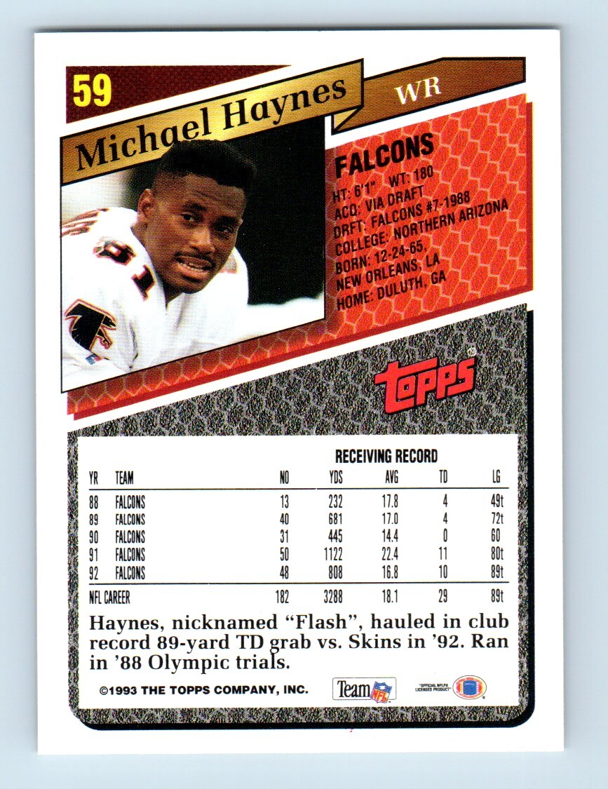 1993 Topps Michael Haynes Atlanta Falcons #59 | eBay