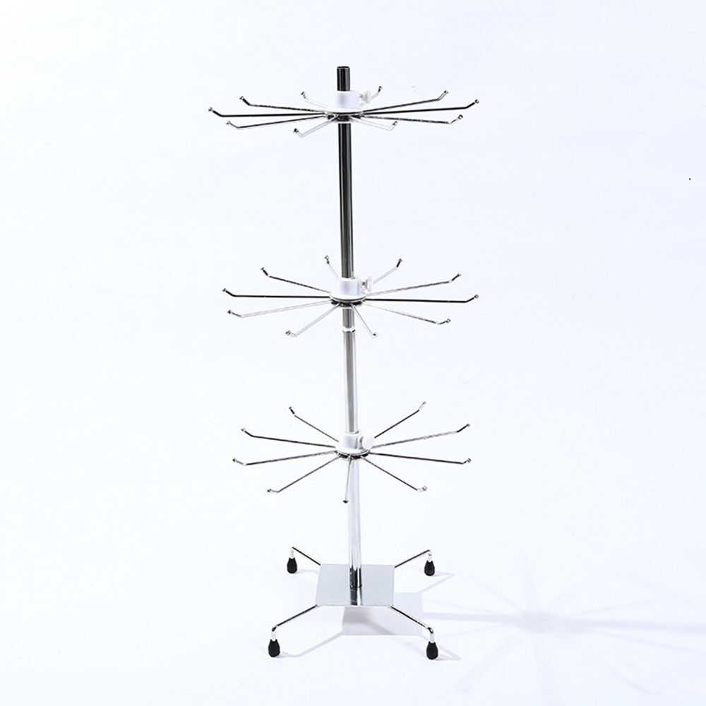 3Tier Jewelry Display Stand Rotating Revolving Keyring Metal Rack ...