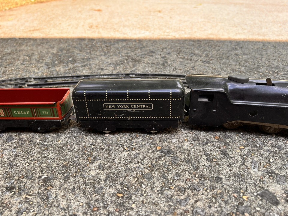 Vintage 1950's Marx Mechanical Train Set Tin Wind Up Train Set with Box ...