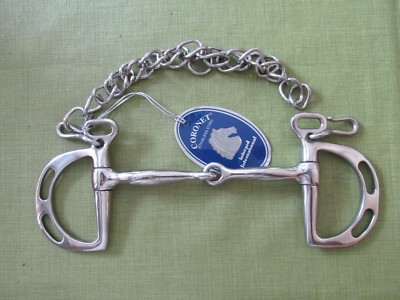 Kimberwick bit Stainless Steel with snaffle mouth and chin chain 5" | eBay