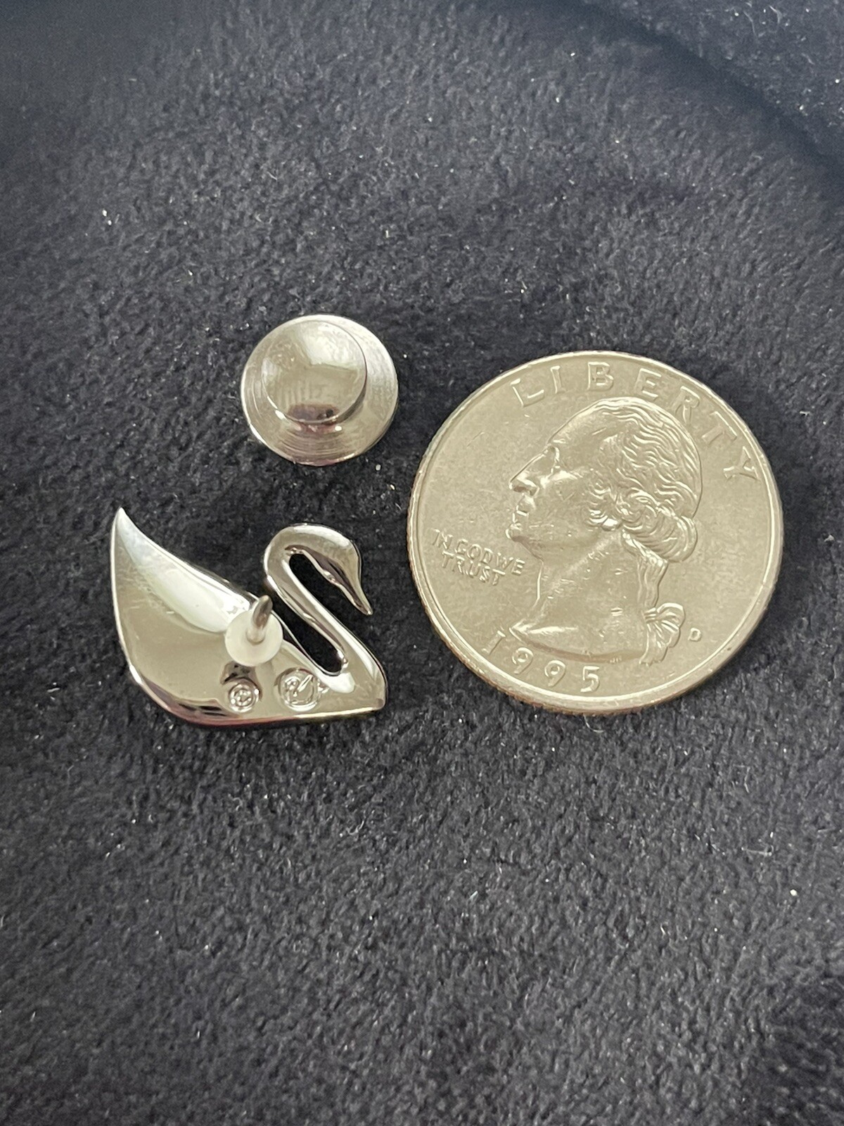 Swarovski Black Swan SCS Tac Pin Red & Pave Clear Crystals Dark Grey ...