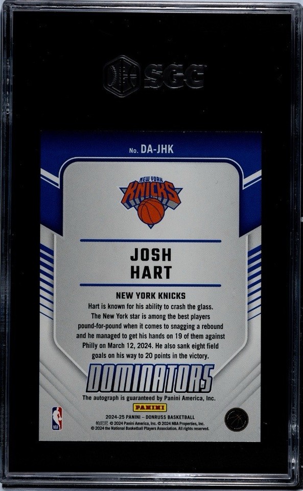 2024-25 Donruss Josh Hart Dominators Autographed International SGC 9.5 ...