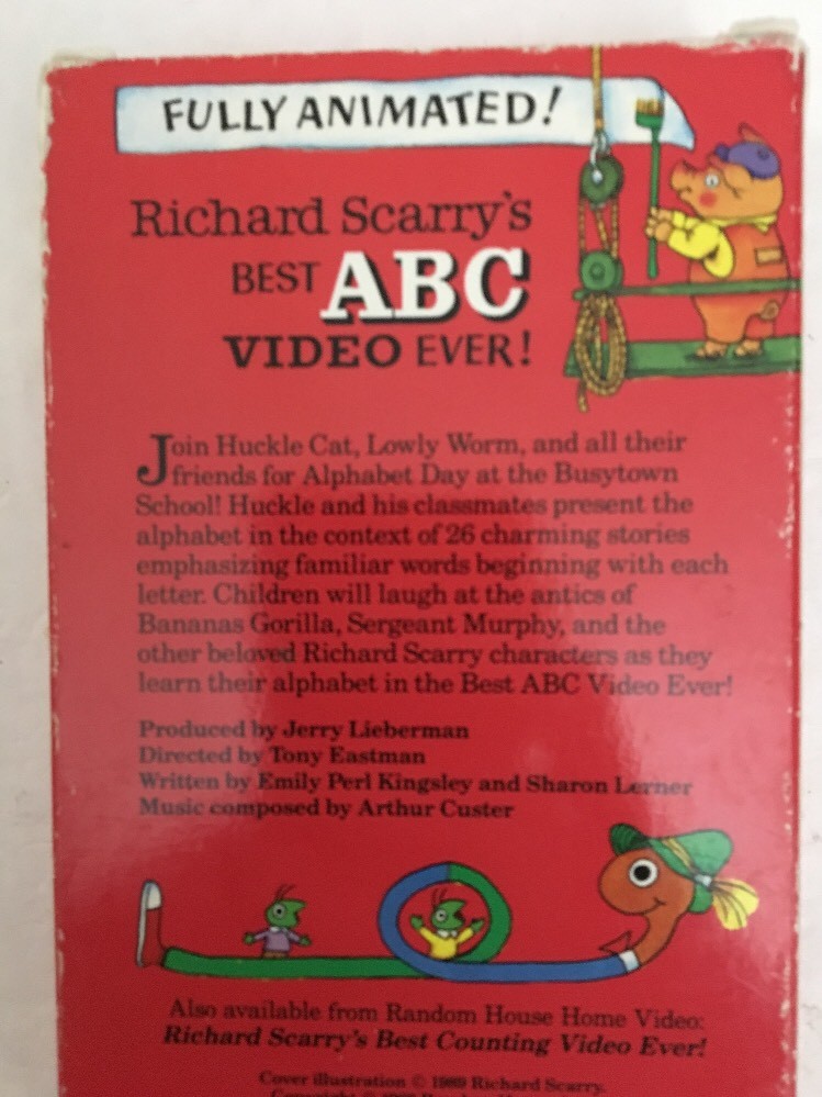 Richard Scarry's Best ABC Video Ever Vhs Movie VCR Tape Richard Scarry ...