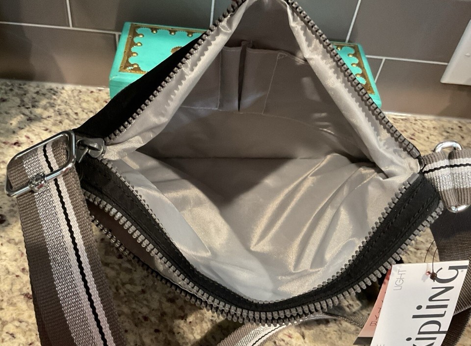 KIPLING CROSSBODY BAG Annabelle KlC2A3 Black/Silver & Grey Straps/Logo ...