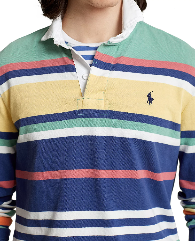 Polo Ralph Lauren VTG Retro Colorblocked Distressed Rainbow Striped ...