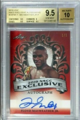 FLOYD MAYWEATHER JR SIGNED AUTOGRAPH 2019 LEAF BGS 9.5 AUTO 10 GEM MINT ...