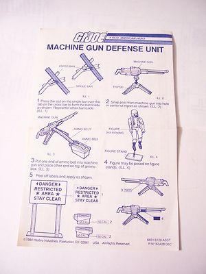 GI G I JOE 1984 MACHINE GUN DEFENSE UNIT BLUEPRINT 84 | eBay