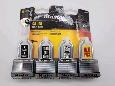 Master Lock M1XQLF Magnum Heavy Duty Outdoor Padlock with Key, 4 Pack ...