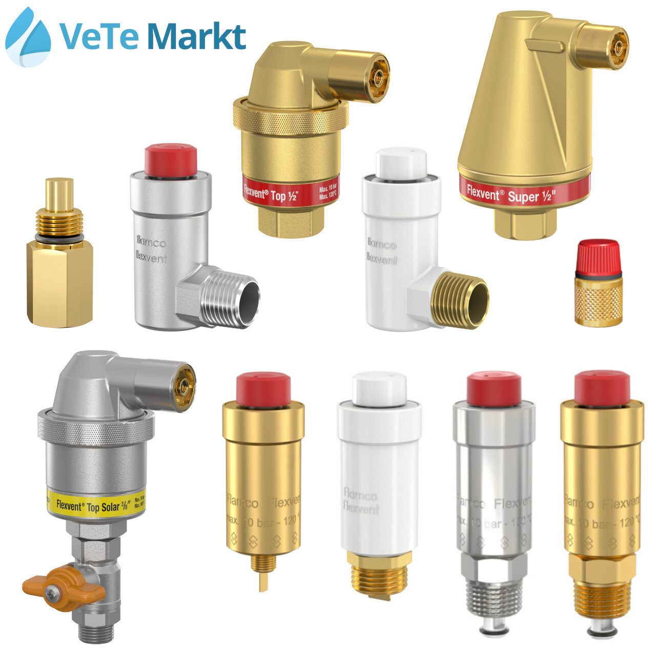 Flamco Flexvent autom. Schnellentlüfter Entlüfter Heizung Solar 1/8" 3/ ...