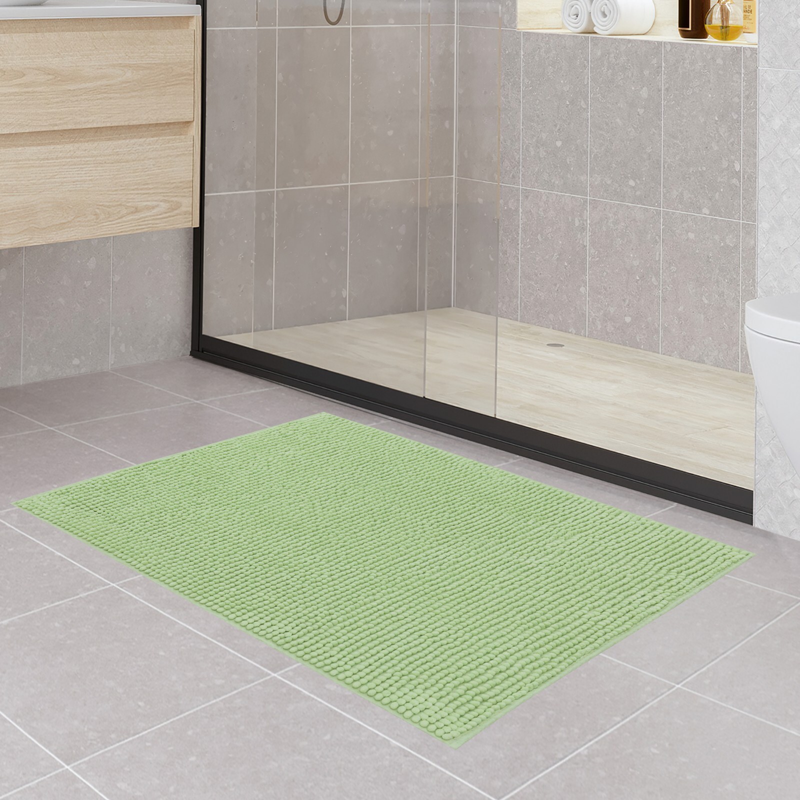 Large Chenille Bath Mat Toilet Root Mat Super Comfy Non Slip Highly ...