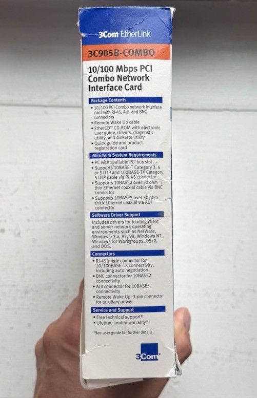 3Com Etherlink 10/100Mbps PCI Combo Network Card 3C509B-COMBO RJ45 AUI ...