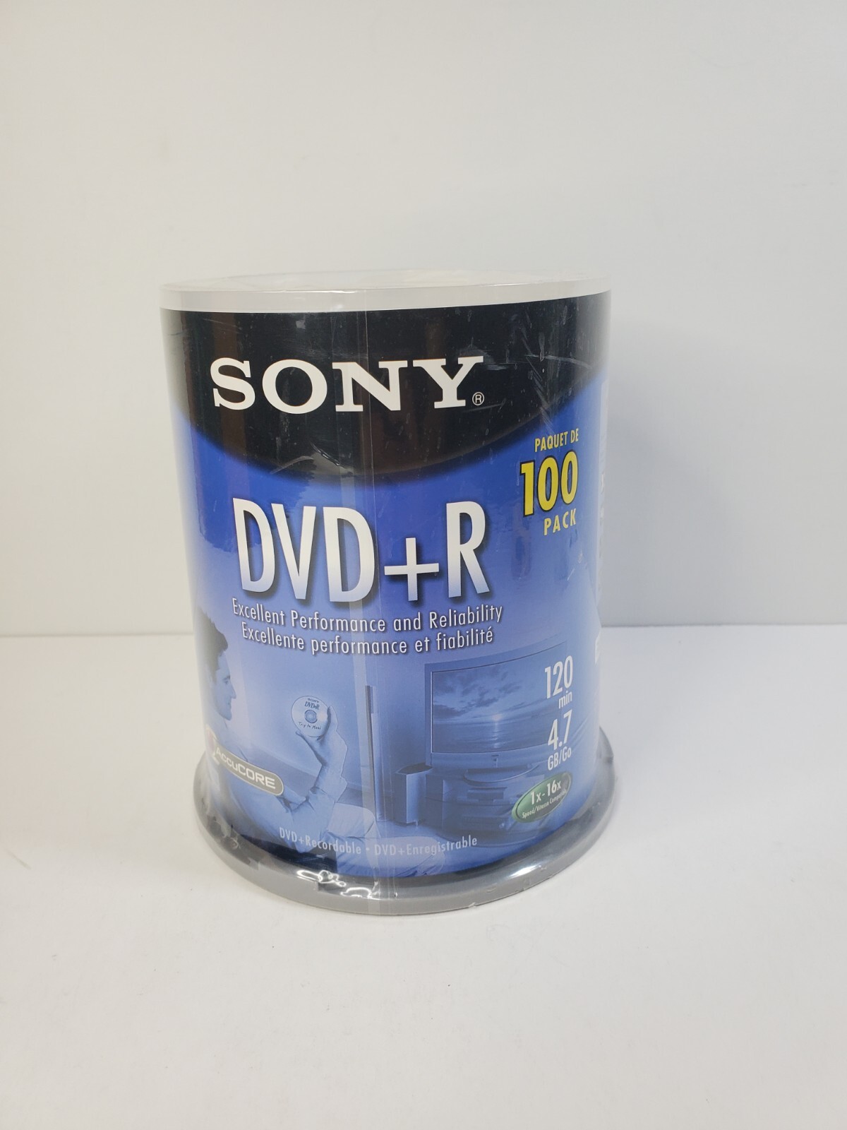 Sony DVD+R 4.7GB 120min 1-16X Recordable Blank Video Discs 100 Pack New ...