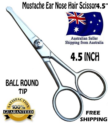 HP Mustache Ear Nose Hair Scissor 4.5" Trimmer Tip Stainless Steel ...
