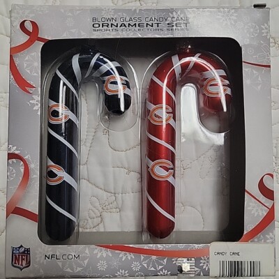 NFL Chicago Bears Blown Glass CANDY CANE Ornament NEW | eBay