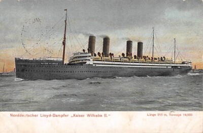SS KAISER WILHELM II, NORDDEUTSCHER LLOYD SHIP LINE ~ used Feldpost ...