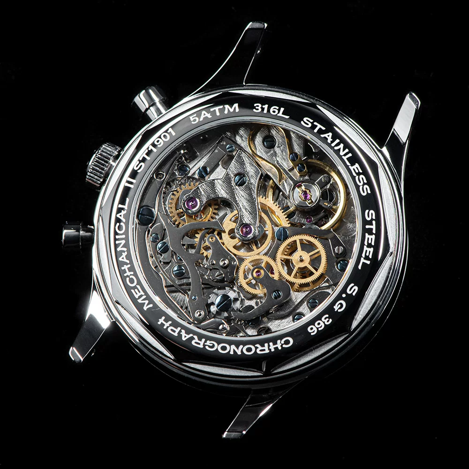 38mm Sugess Panda DIAL Chronograph Mechanical Men Watch Seagull 1963 ...