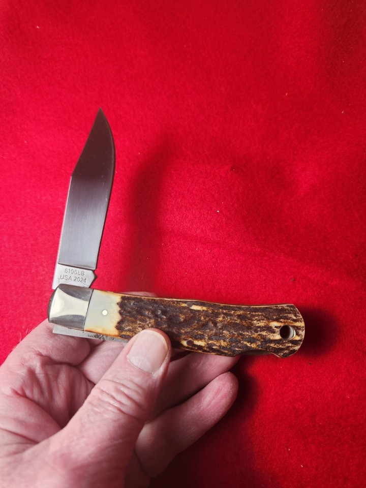 Moore Maker USA Set of 2 Large Trapper Knives Genuine Stag Handles NIB ...