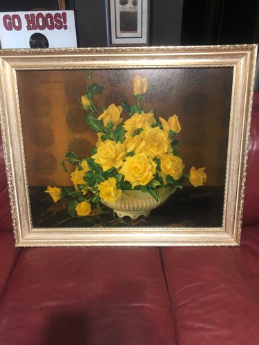 A Still Life with Yellow Roses by Julia Bach (1887 - 1979) framed no ...