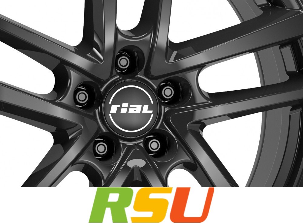 4x Rial Astorga diamant-schwarz 7.5x17" ET29 LK5 112 ML 66.6 Alufelgen ...