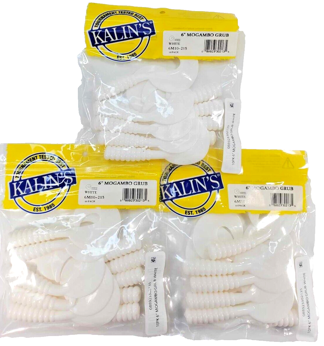 Kalin’s 6” Mogambo Grubs (3 - 10 pks) Curly Tail Fishing Lures Walleye ...