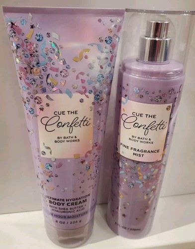 2 Pcs Set Bath & Body Works Cue The Confetti Fine Fragrance Mist & Body ...