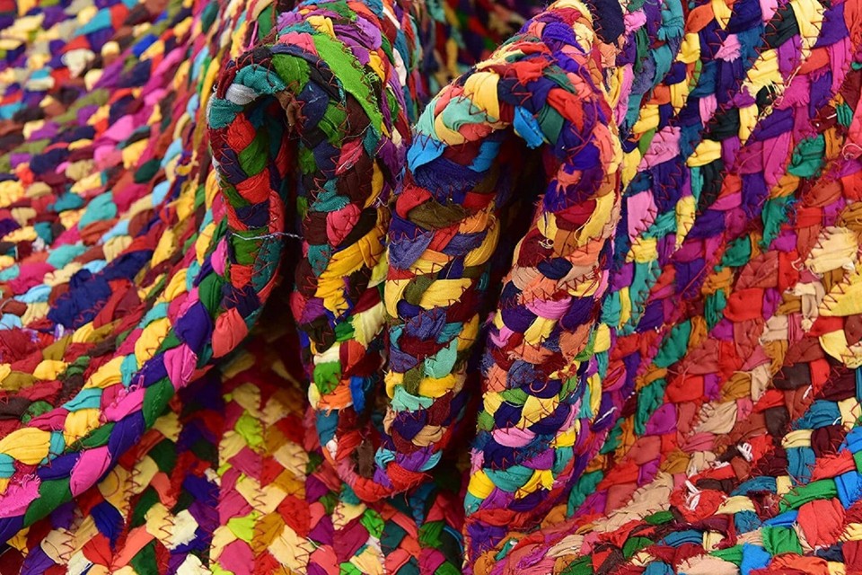 Oval Rug 100% Cotton Braided Area Rug floor Home Living Room Modern ...