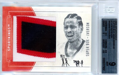 2009 SPORTKINGS SUPER BOX MEMORABILIA 1/1 ALLEN IVERSON GAME-USED PATCH ...