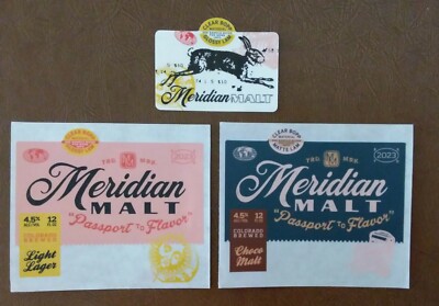 3 New Stickers: Meridian Malt "Passport To Flavor" 2023. Size from 2.9 ...