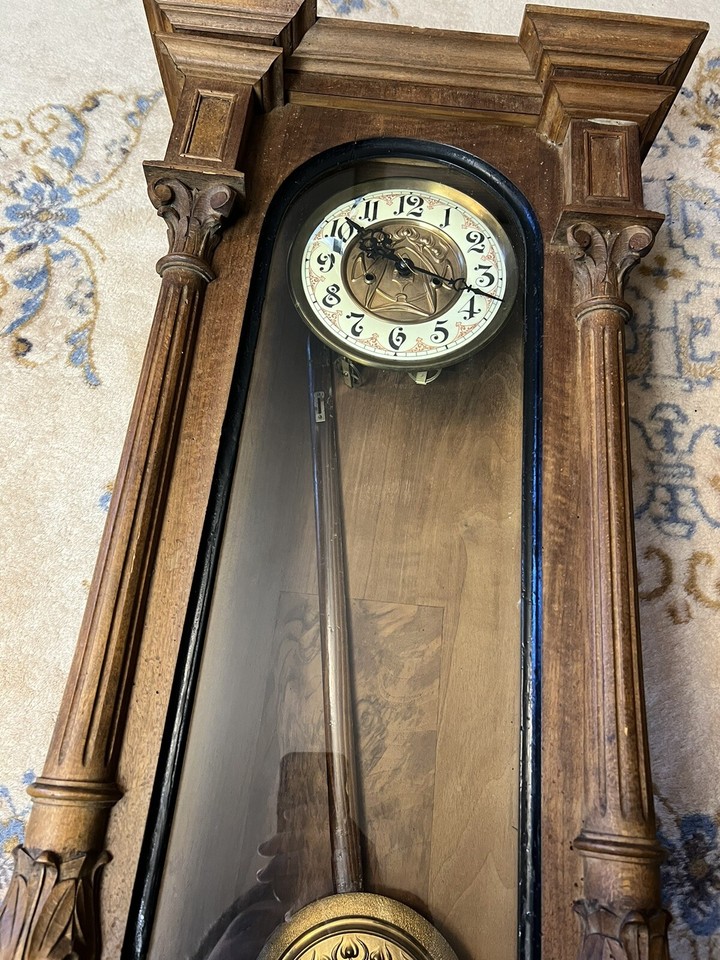 Vintage Gustav Becker P27 Clock Dial Movement Pendulum Chime Vienna ...